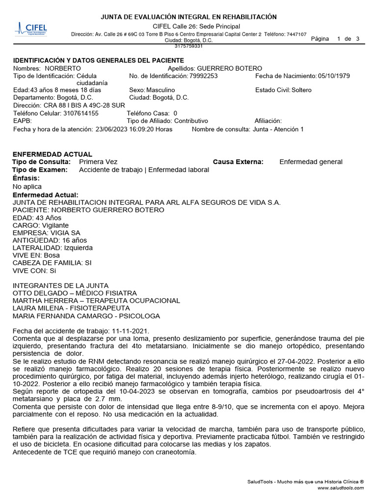Identificación Y Datos Generales Del Paciente: Junta de Evaluación ...
