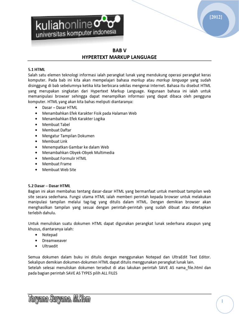 Pengenalan Java Script 2012 Modul 5 Mengenal HTML | PDF