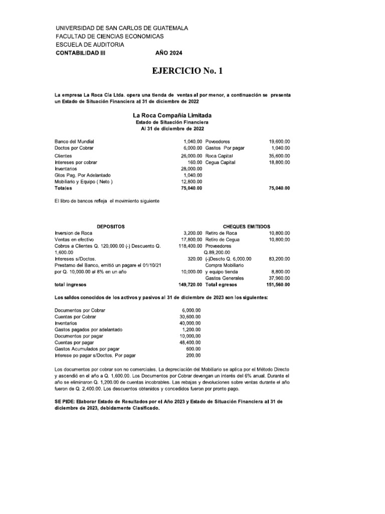 Ejercicio Datos Incompletos | PDF