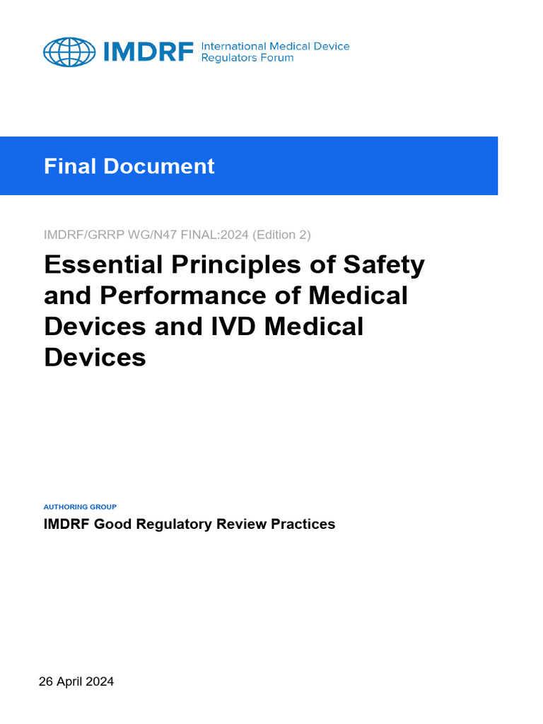 IMDRF - GRRP WG - N47 Essential Principles of Safety and Performance ... IMDRF - GRRP WG - N47 Essential Principles of Safety and Performance ...