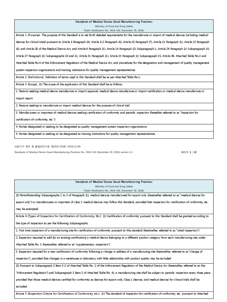 Medical Device GMP Standards 2016 | PDF | Medical Device | Quality ...