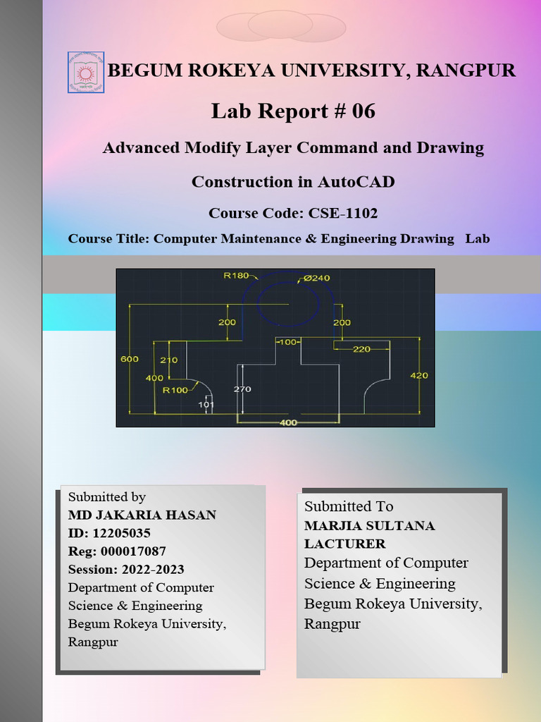 AutoCAD Advanced Modify Layer Lab Report | PDF | Auto Cad | Engineering