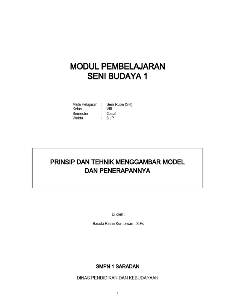 Modul Menggambar Model Seni Budaya Menggambar Model 8 | PDF