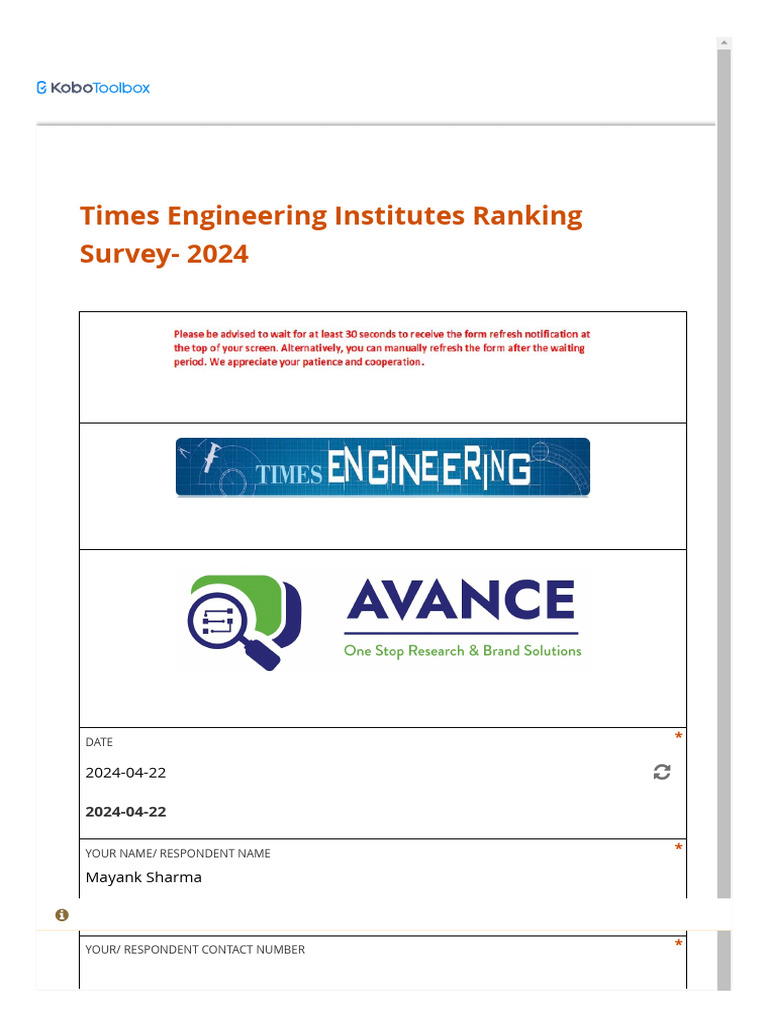 Times Engineering Institutes Ranking Survey- 2024 | Download Free PDF ...