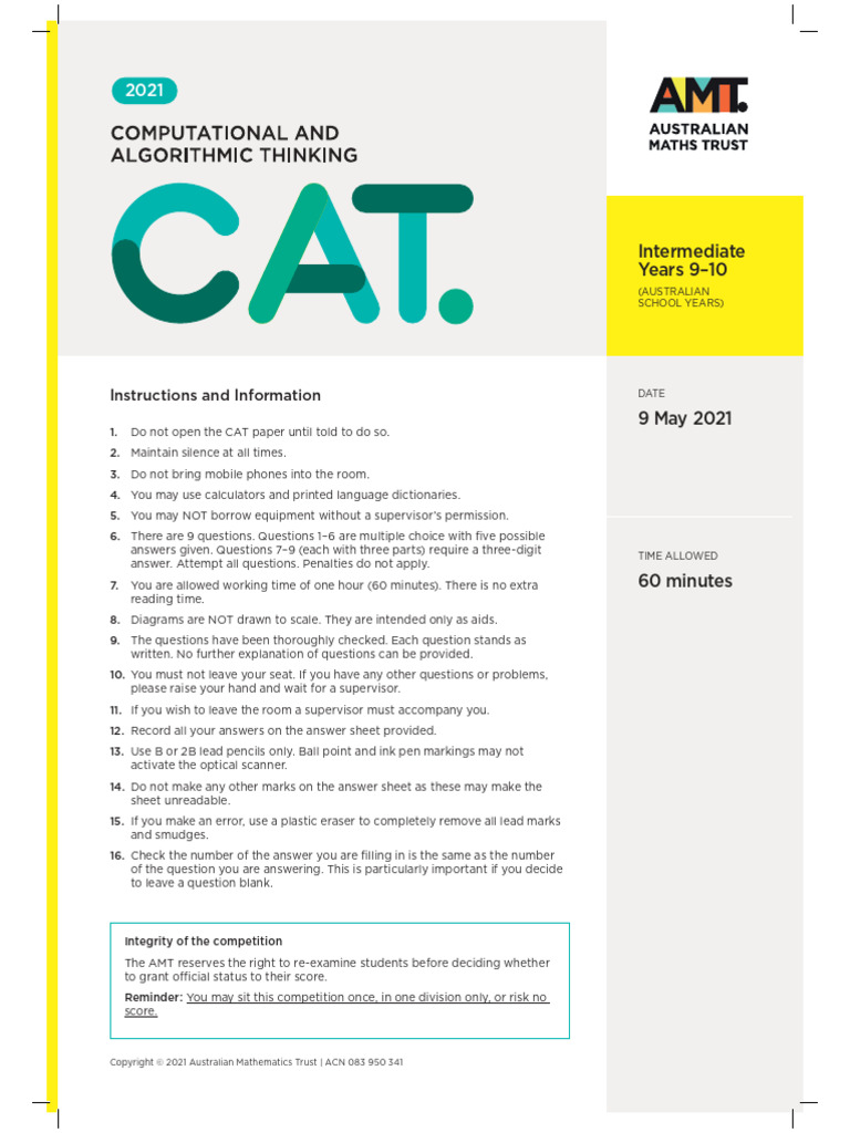 2021 CAT Paper INT Vietnam N | PDF | Algorithms | Computer Science