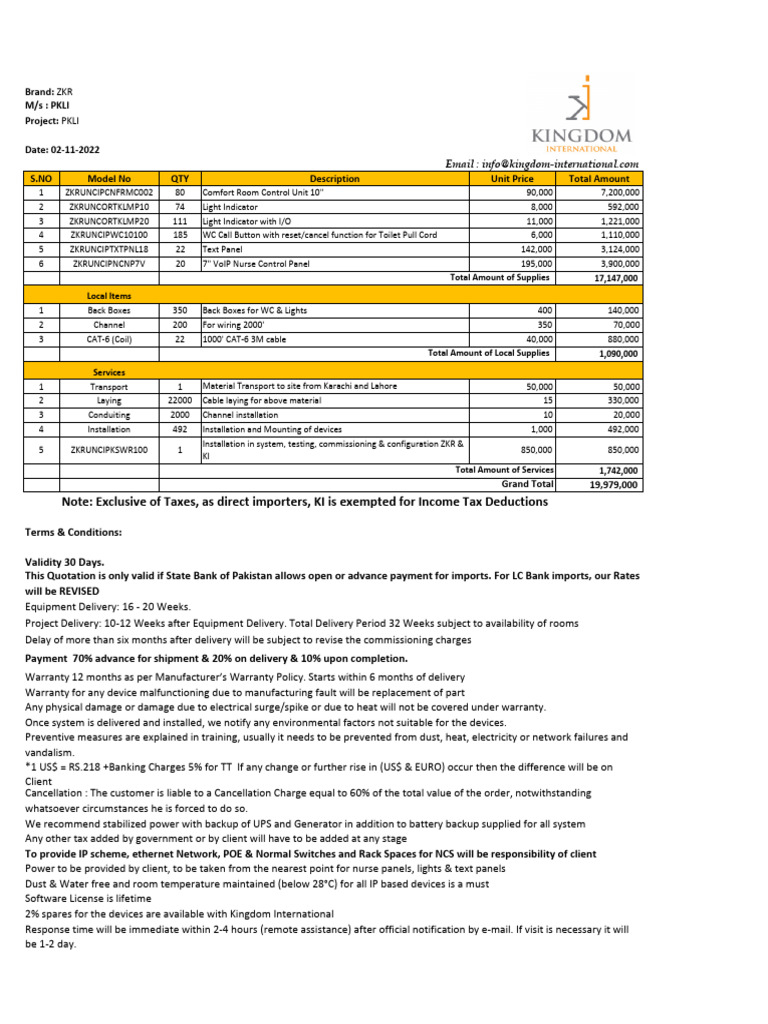 Quotation for Medical Control Units | PDF | Computer Network ...