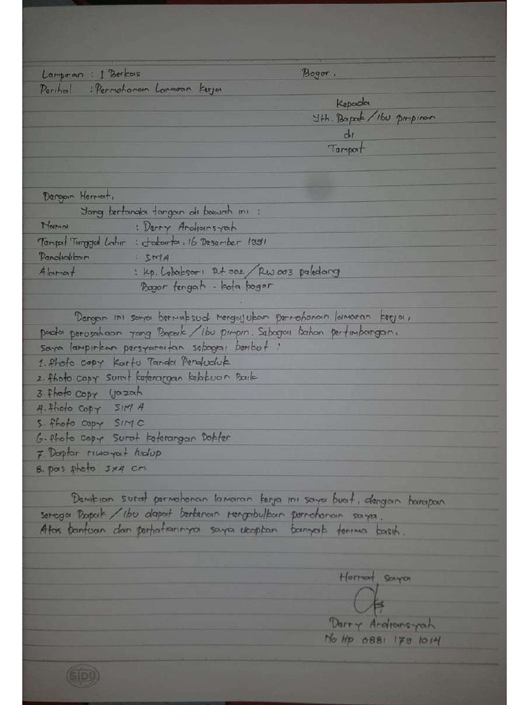 CV - Derry - Ardiansyah Bogor | PDF