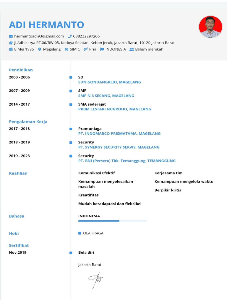CV - Adi - Hermanto Jakbar | PDF