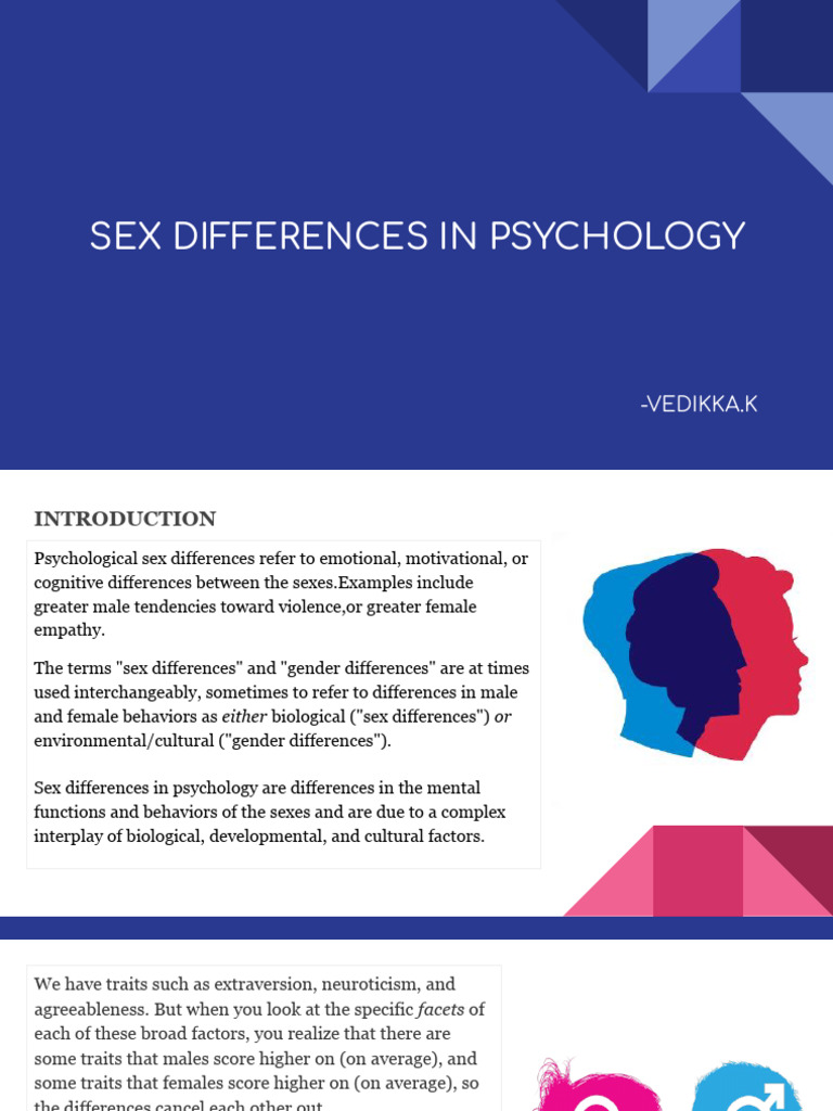 Sex Differences in Psychology Vedikka | PDF | Extraversion And ...