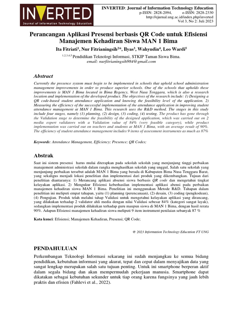 Perancangan Aplikasi Presensi Berbasis QR Code Untuk Efisiensi ...