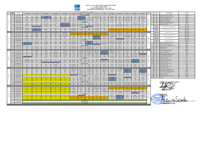 Jadwal Mapel Semester Ganjil 2023-2024 Periode Nov Jan | PDF