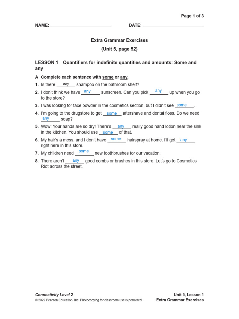 CTY2 Extra Grammar Exercises Unit 5 Fernanda Martinez | PDF