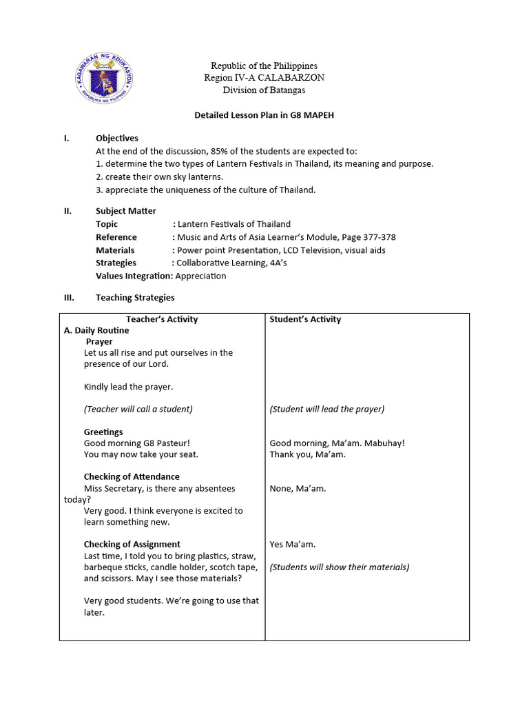 ALDOVINO CHRISTINE DIANNE C. - Detailed Lesson Plan - Final Demo - 2017 | PDF | Language Arts ...