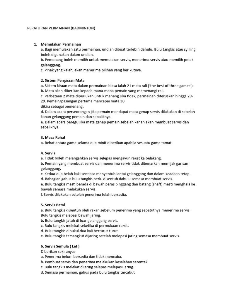 Peraturan Permainan | PDF