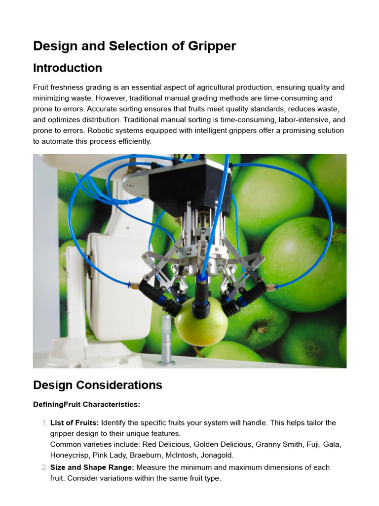 Design and Selection of Gripper | PDF | Robotics