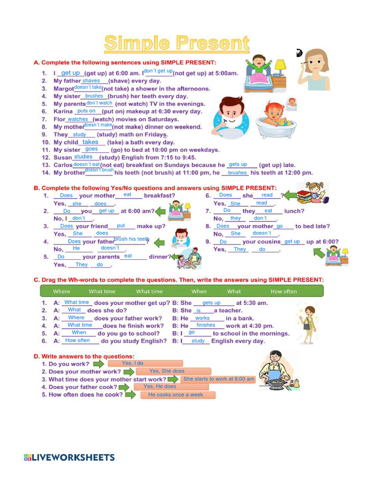 CLASSWORK SIMPLE PRESENT I | PDF