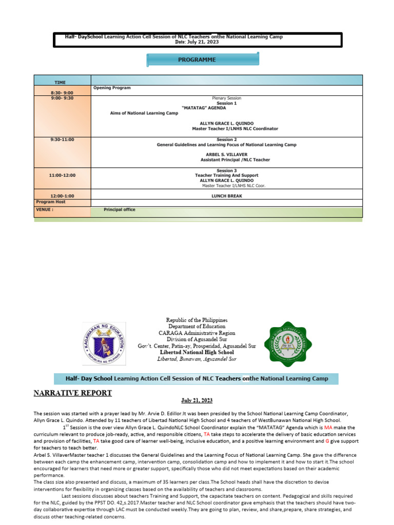 NLC Teacher Training Session | PDF | Teachers | Education Theory