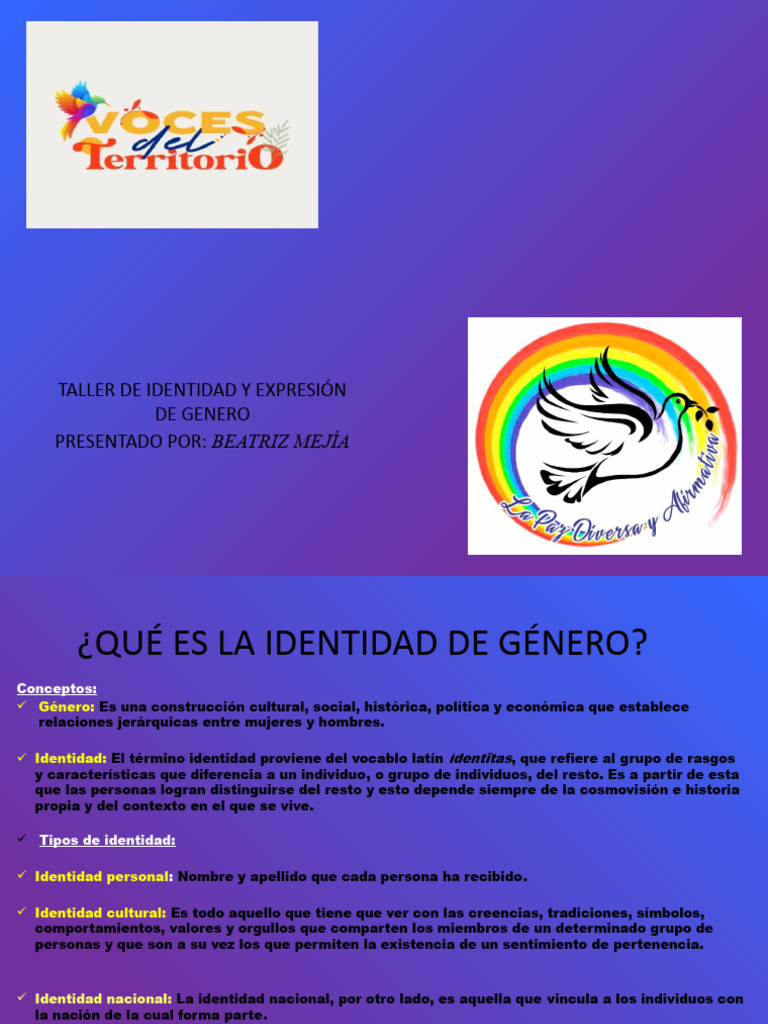 Taller de Identidad de Genero y Expresión de Genero | Descargar gratis PDF | Género | Estudios ...