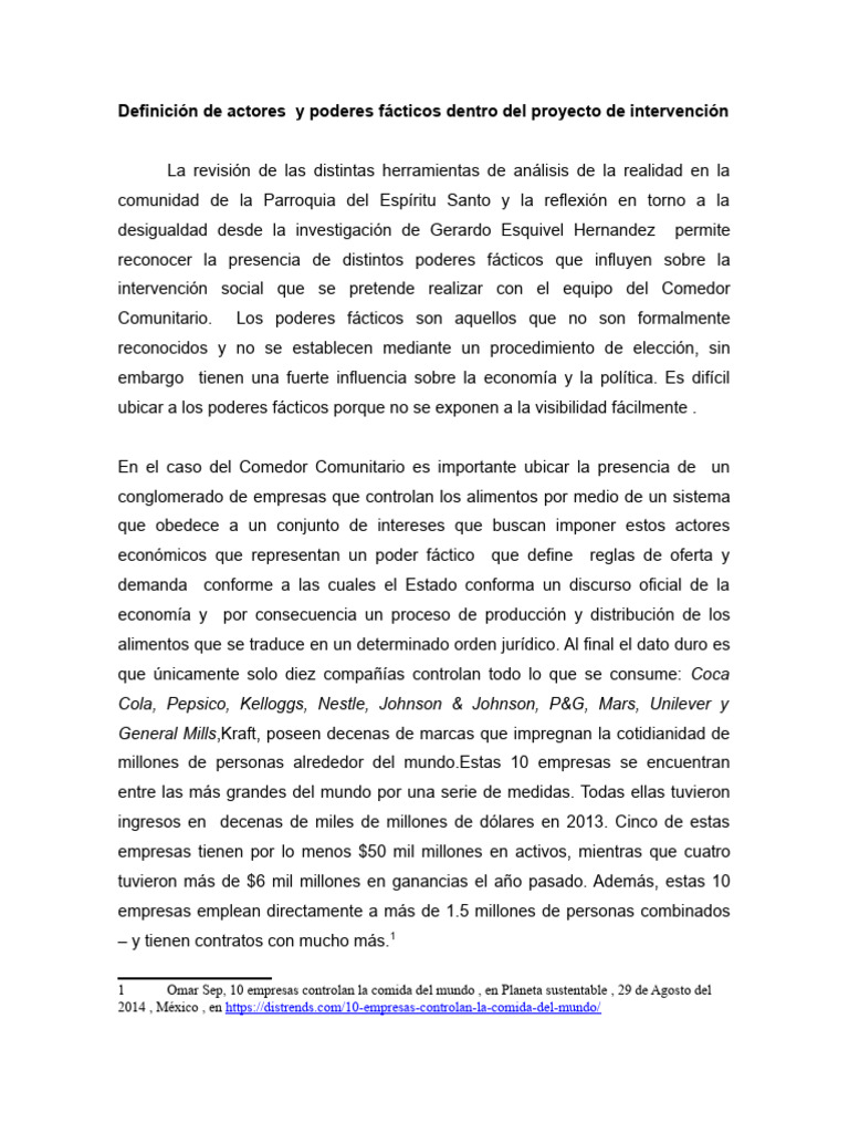 Definición de Actores y Poderes Fácticos Dentro Del Proyecto de ...