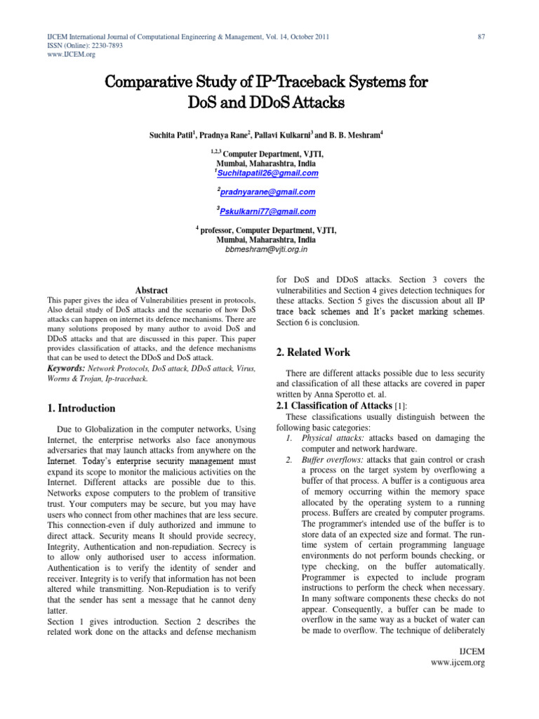 Comparative_Study_of_IP_Traceback_System | PDF | Denial Of Service Attack | Computer Virus