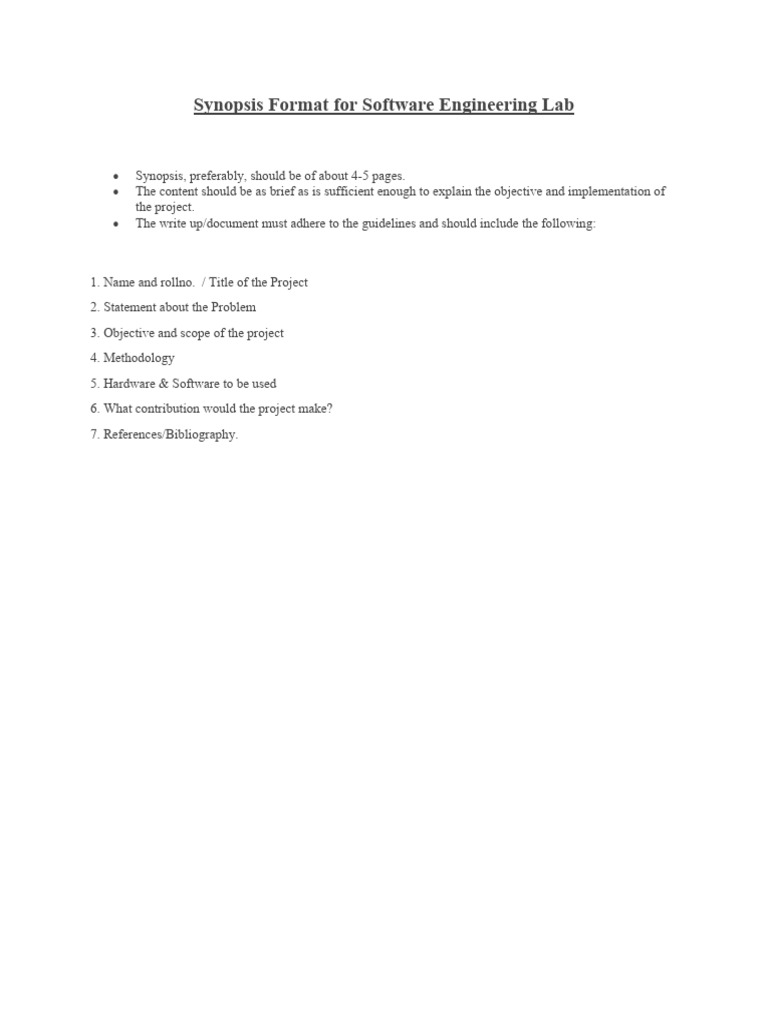 Synopsis Format For Software Engineering Lab | PDF | Career & Growth | Art