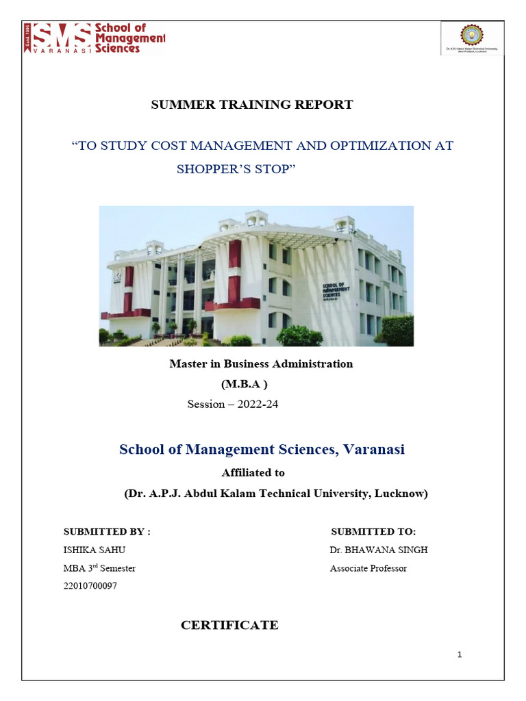 INTRODUCTION SUMMER INTERNSHIP REPORT (2) | PDF | Retail | Supply Chain