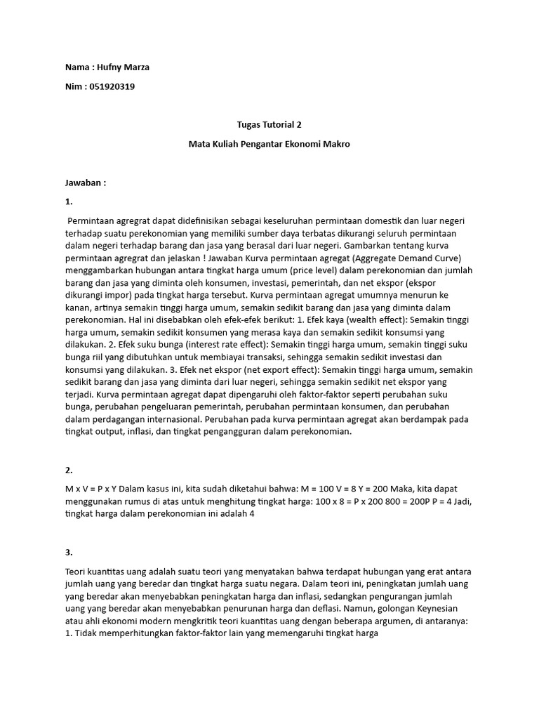 Tugas 2 Pengantar Ekonomi Makro | PDF
