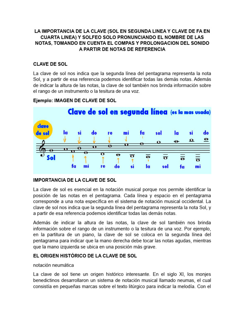 La Importancia de La Clave Sol Fa | PDF | Clave | Notación musical