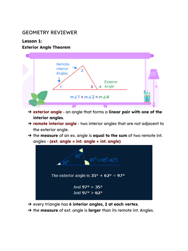 Geometry Reviewer | PDF | Triangle | Elementary Mathematics