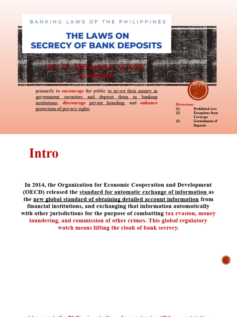 Bank Deposit Secrecy Laws in the Philippines | PDF | Banks | Discovery ...