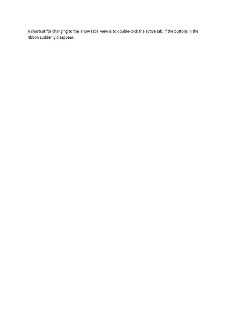 A Shortcut For Changing To The Show Tabs View Is To Double | PDF