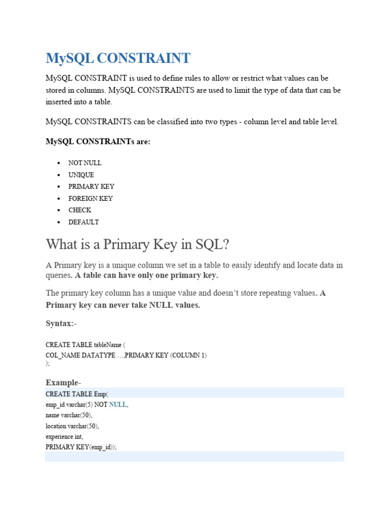 database next theory part | PDF | Table (Database) | Computer Programming database next theory part | PDF | Table (Database) | Computer Programming