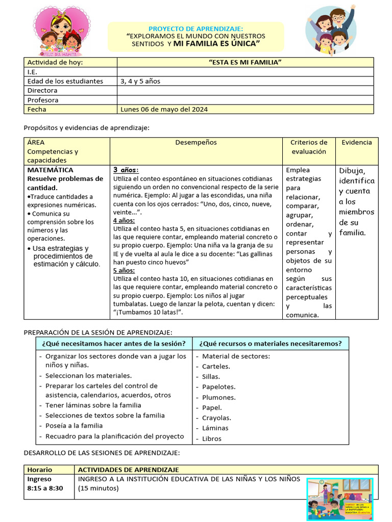 Actividad: "Esta es mi familia" | PDF | Aprendizaje | Evaluación