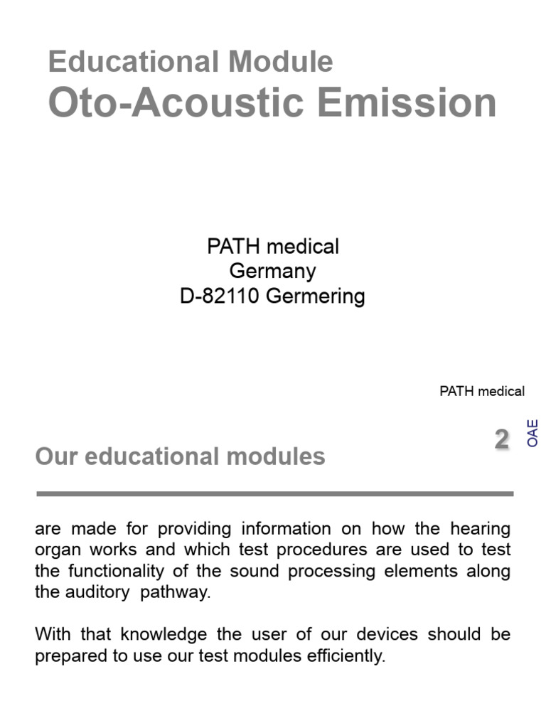 OAE Module Pathmedical | Download Free PDF | Hearing | Senses