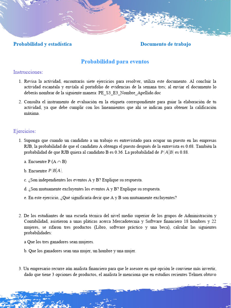 3Ev3Probabilidad Eventos | PDF | Probabilidad