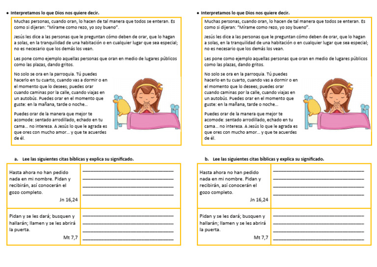 ficha de orar | PDF | Oración