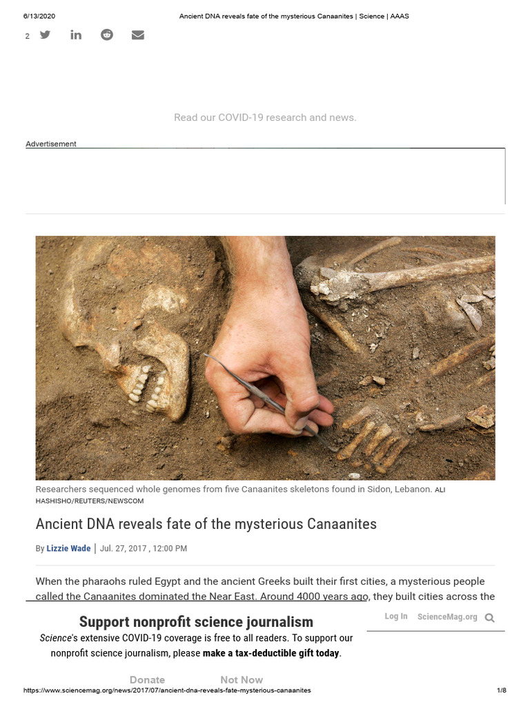 Ancient DNA Reveals Fate of The Mysterious Canaanites - Science - AAAS ...