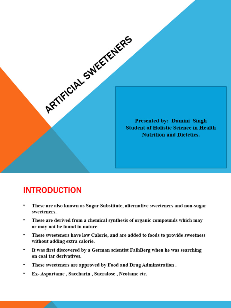 Understanding Artificial Sweeteners | PDF | Sugar Substitute