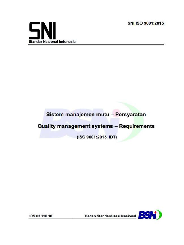 Sni Iso 9001-2015 | PDF