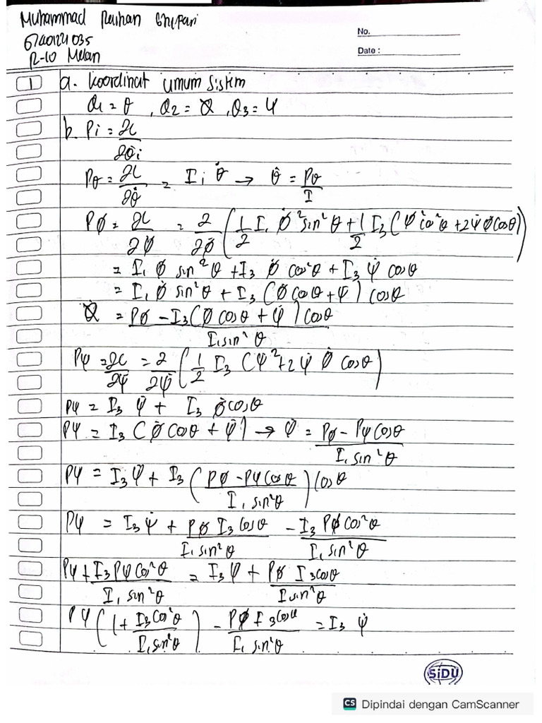 Muhammad Raihan Ghfiari - G7401221035 - Responsi-10 Mekanika Lagrange | PDF