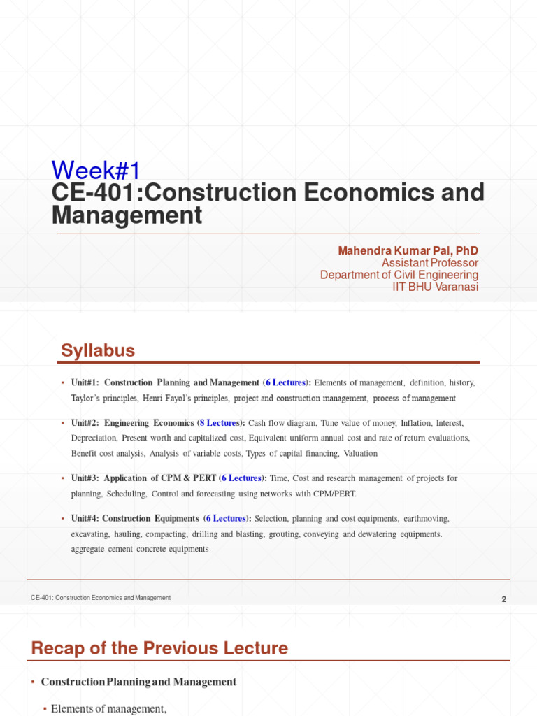 Construction Economics & Management Syllabus | PDF | Business Economics ...
