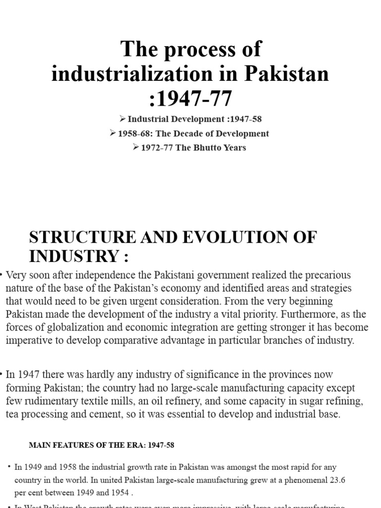 The Process of Industrialization in Pakistan - ch6 | PDF | Economic ...
