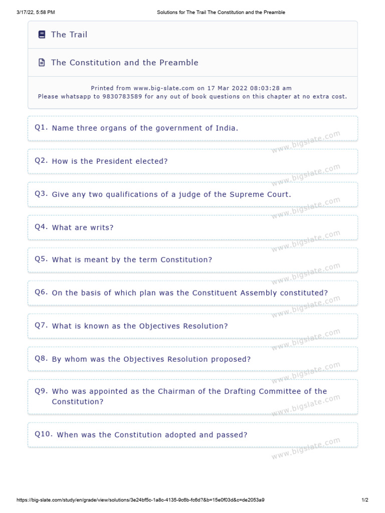 Solutions For The Trail The Constitution and The Preamble Extra | PDF ...