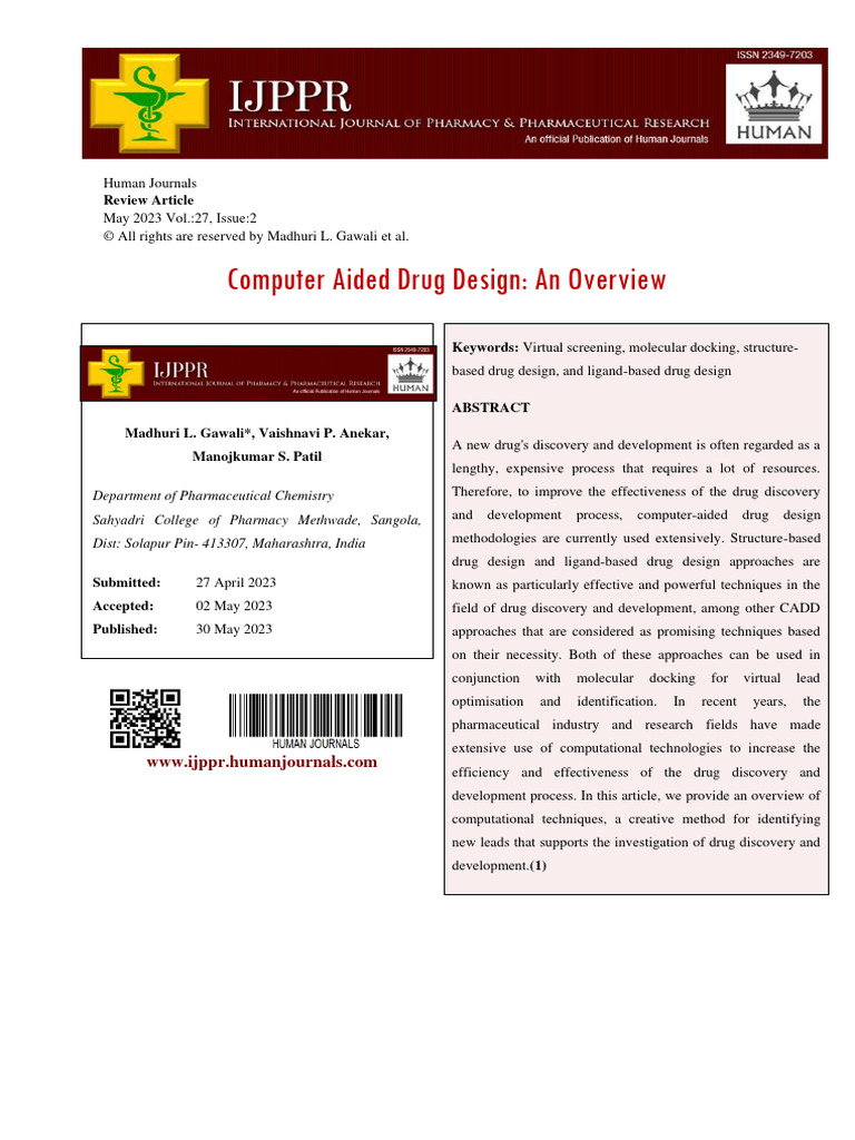 69.madhuri L. Gawali Vaishnavi P. Anekar Manojkumar S. Patil | PDF | Drug Design | Docking ...