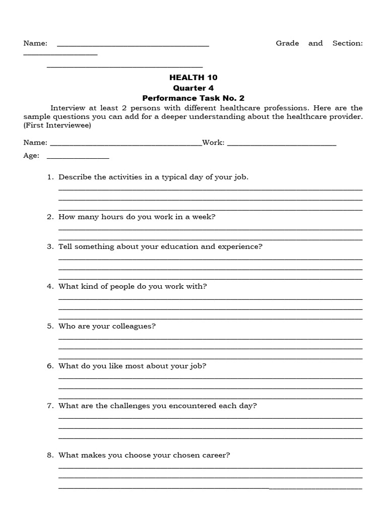 Health 10 - Q4 Performanc Task # 2 | PDF | Health Care