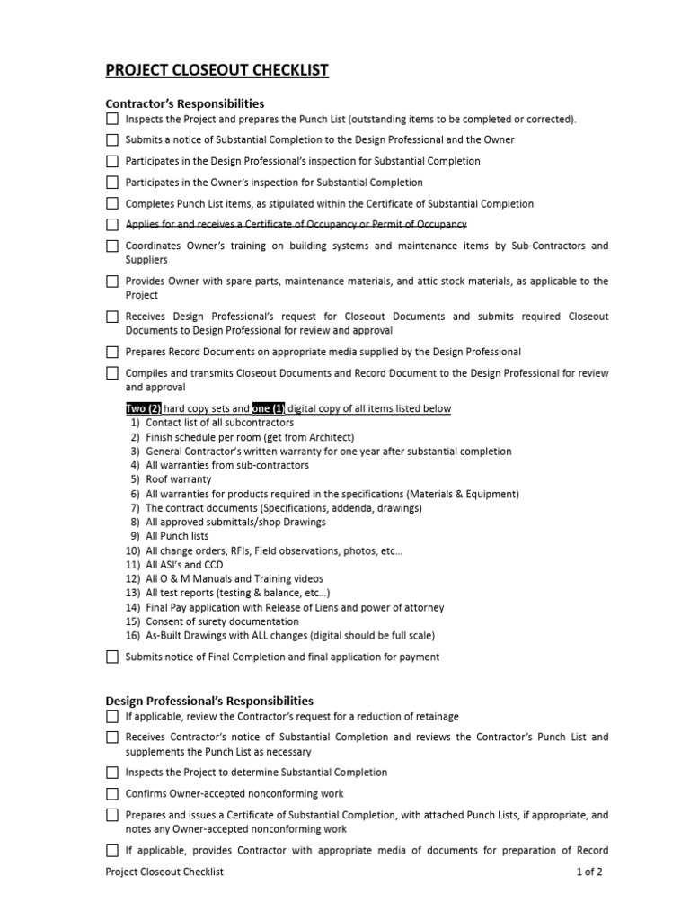 11 Project Closeout Checklist ALL LISTS COMBINED | PDF | Art | Computers