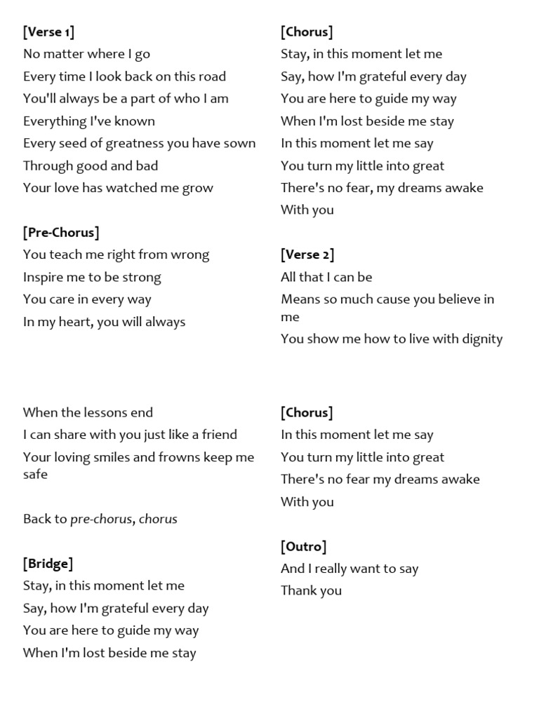 In This Moment: A Tribute Song | PDF