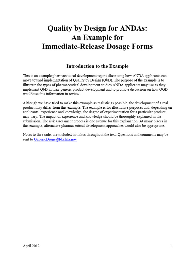 Quality by Design (QbD) for an Immediate Release | PDF | Tablet (Pharmacy) | Pharmaceutical ...