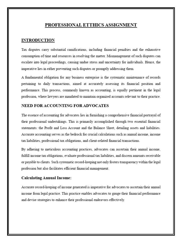 Prof Ethics Assignment | PDF | Taxes | Expense