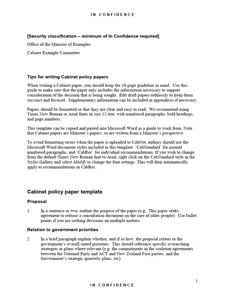 Cabinet Policy Paper Template March 2024 | Download Free PDF | Cost Of ...